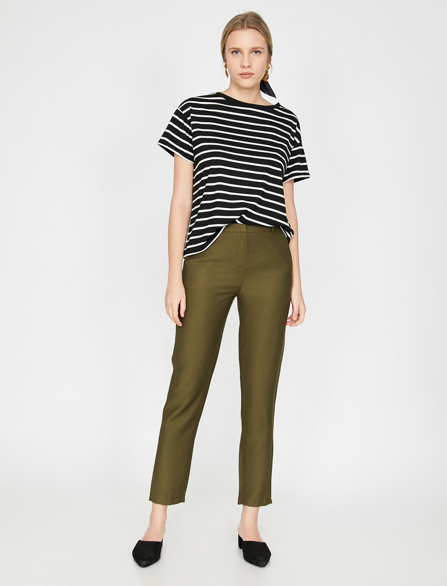 Yeşil Kadın Dar Kesim Pantolon 9YAK48371CW | Koton