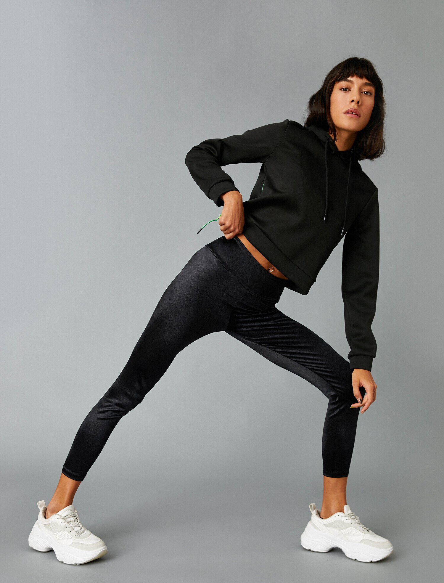 Siyah Kadın Yüksek Bel Sport Tayt 2KAK42338NK | Koton