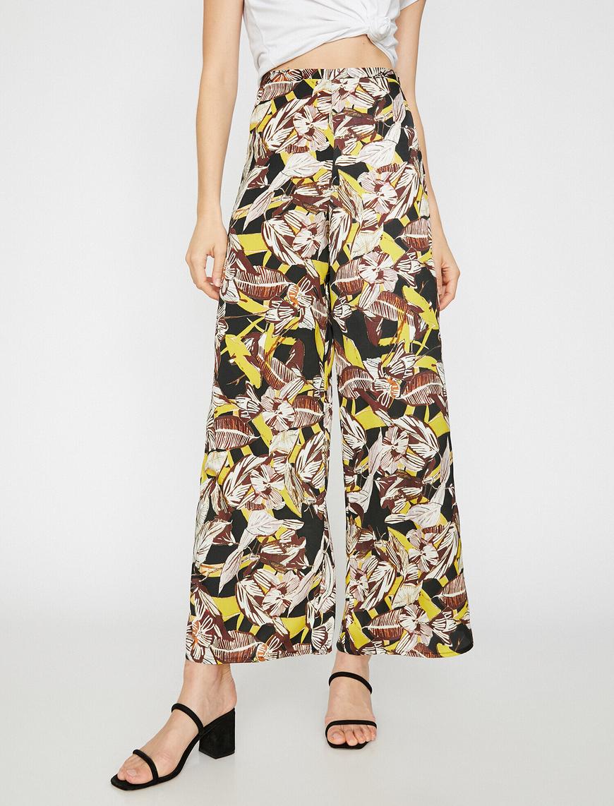 Kahve Kadın Desenli Pantolon 9YAK48672PW | Koton