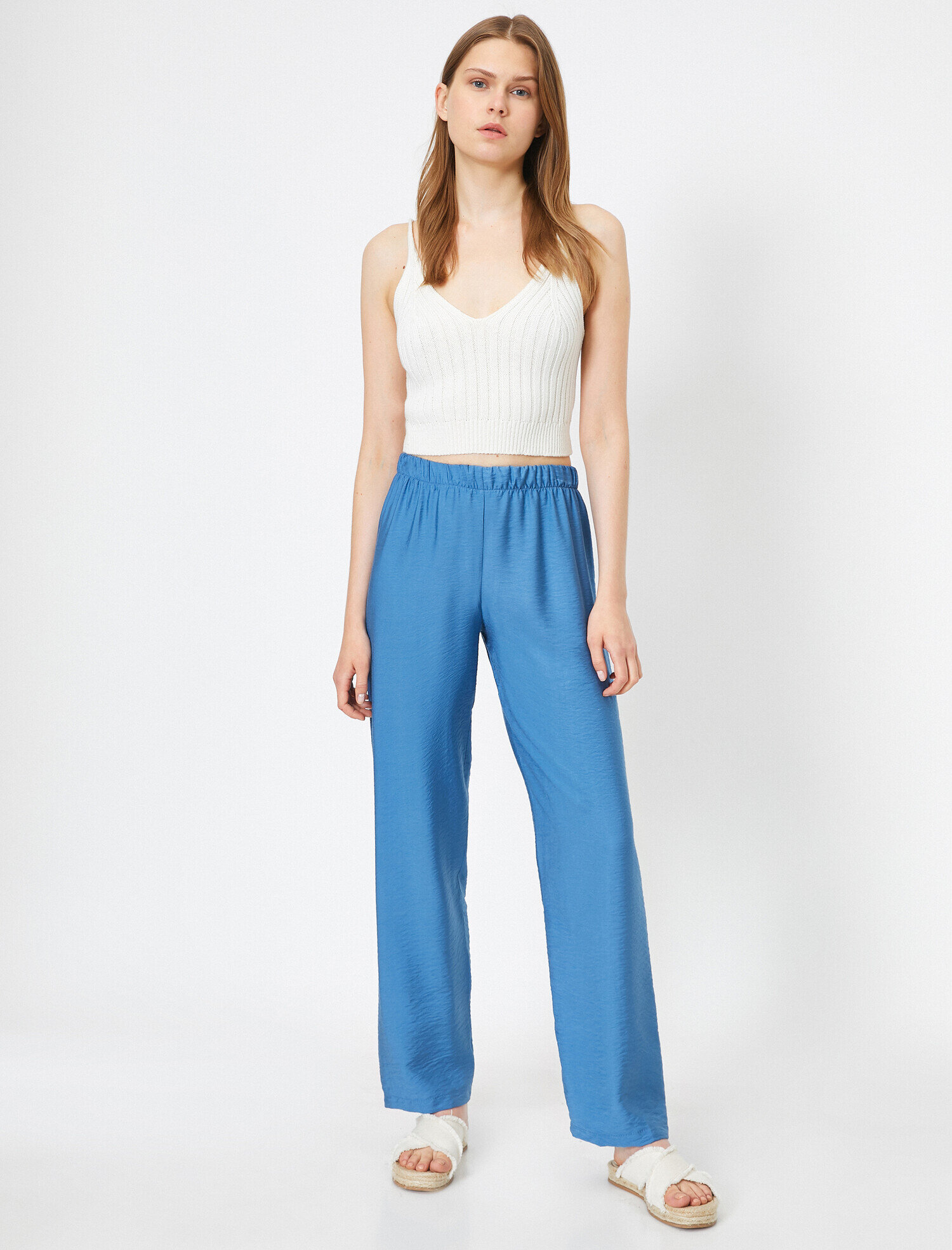 Lacivert Kadın Normal Bel Rahat Kesim Pantolon 0KAF40647GW | Koton