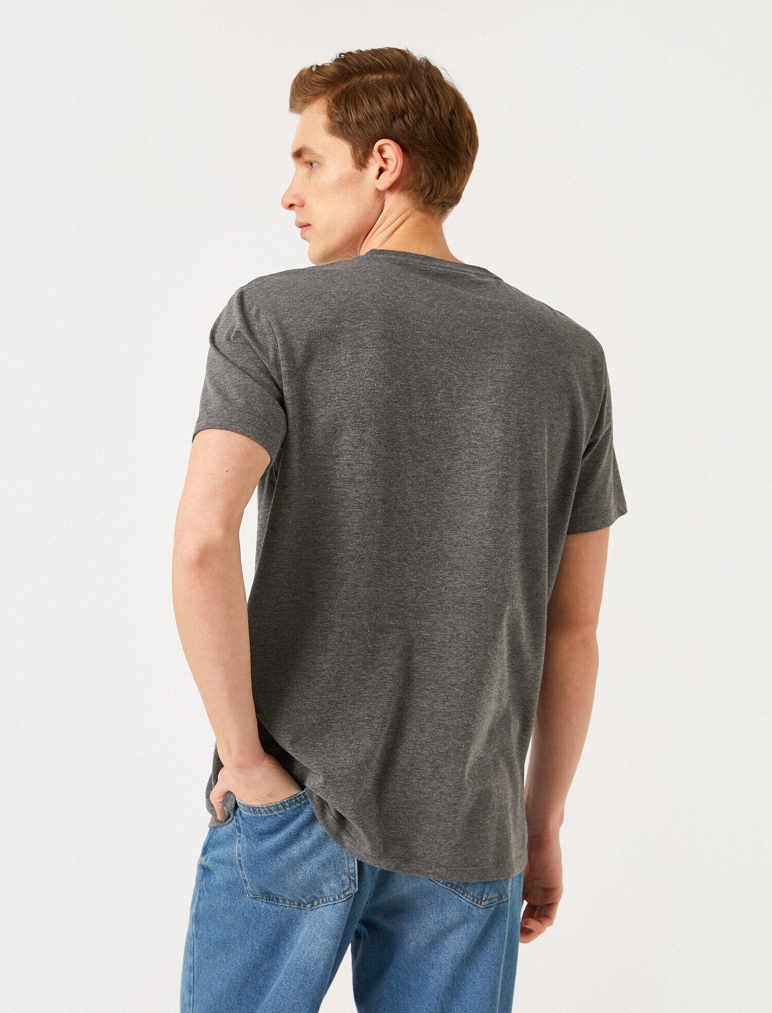 Gri Erkek Standart Fit Basic Cepli Tişört 2SAM10430HK | Koton