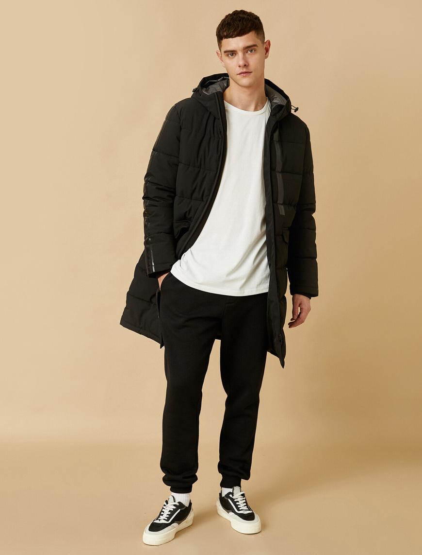 Yeşil Erkek Kapşonlu Uzun Şişme Kaban 2KAM05910LW | Koton