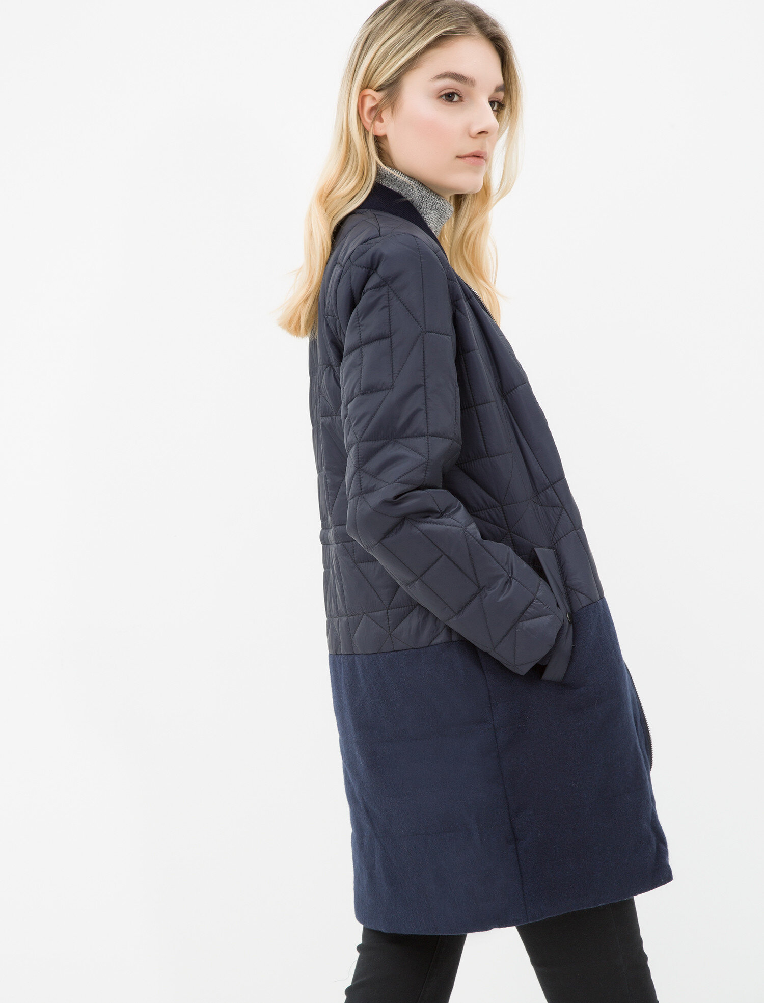 Lacivert Kadın Color Block Coat 6KAK08730OW | Koton