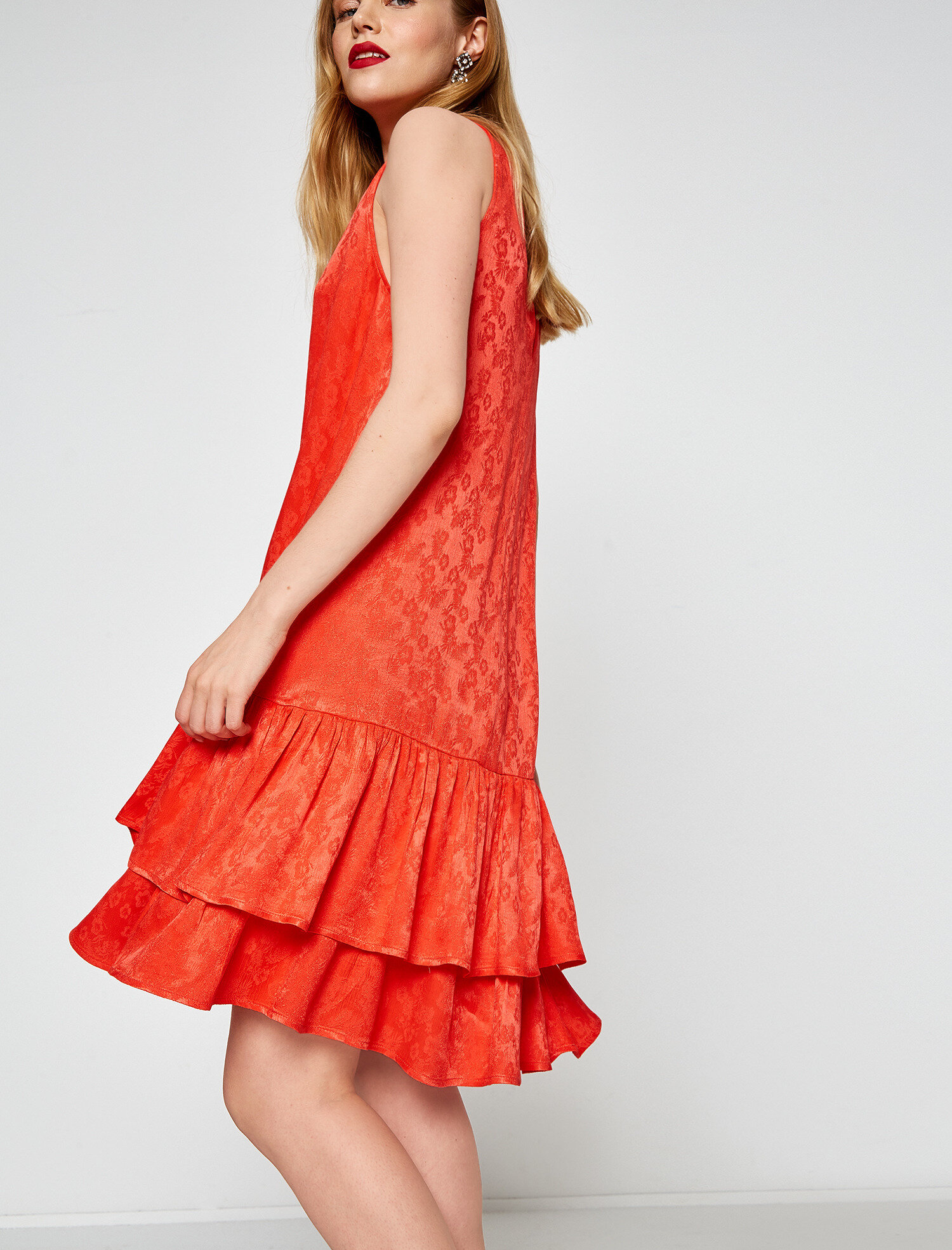 Kırmızı Kadın Desenli Elbise 7YAK88668PW | Koton