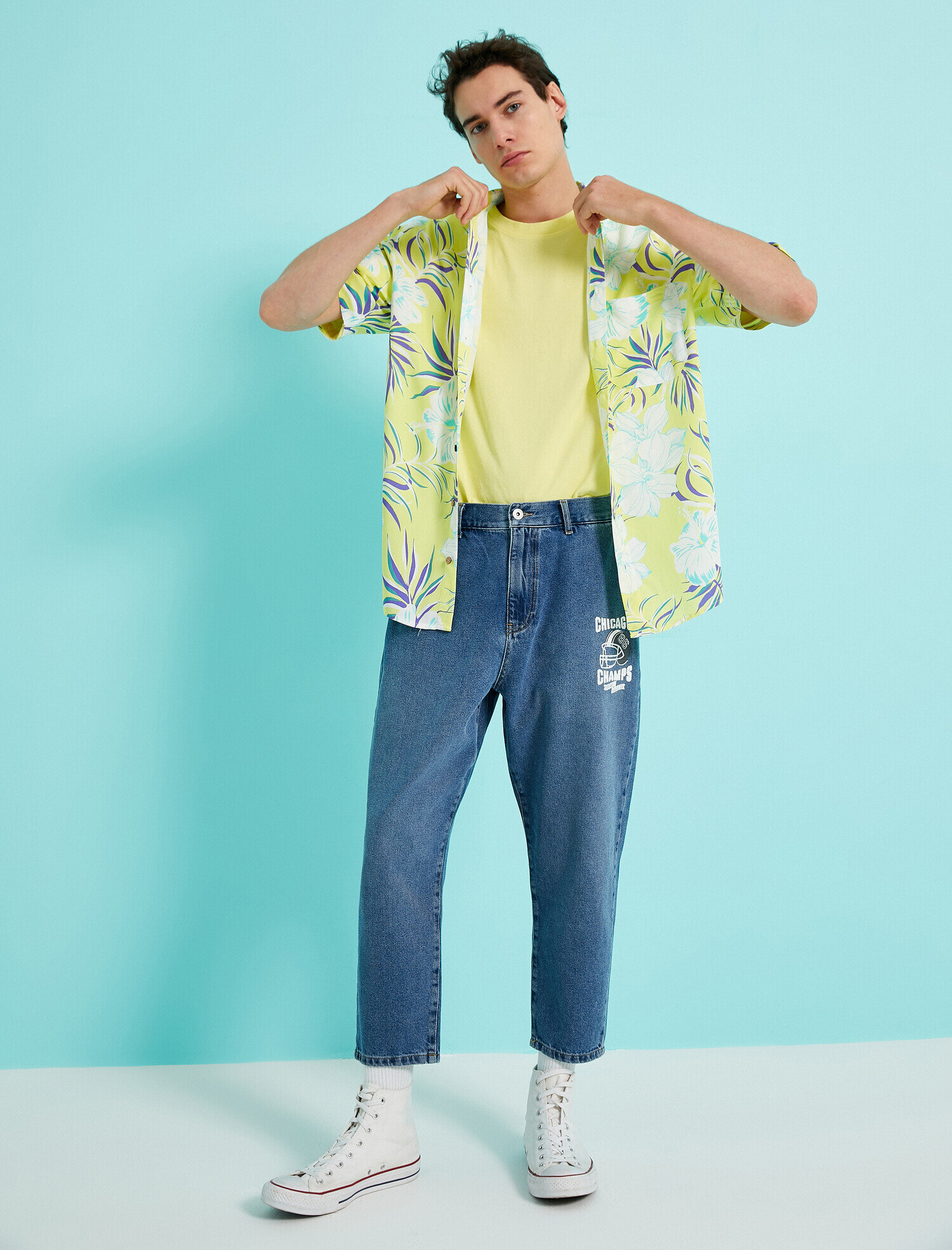 Lacivert Erkek Balloon Fit Yırtık Kot Pantolon - Javier Jean ...