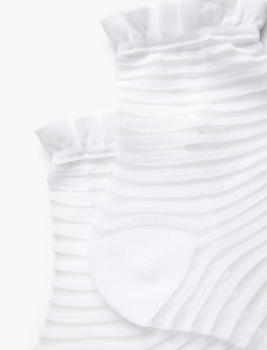 Beyaz Kadın Soket Çorap Desenli 2YAK83121AA | Koton