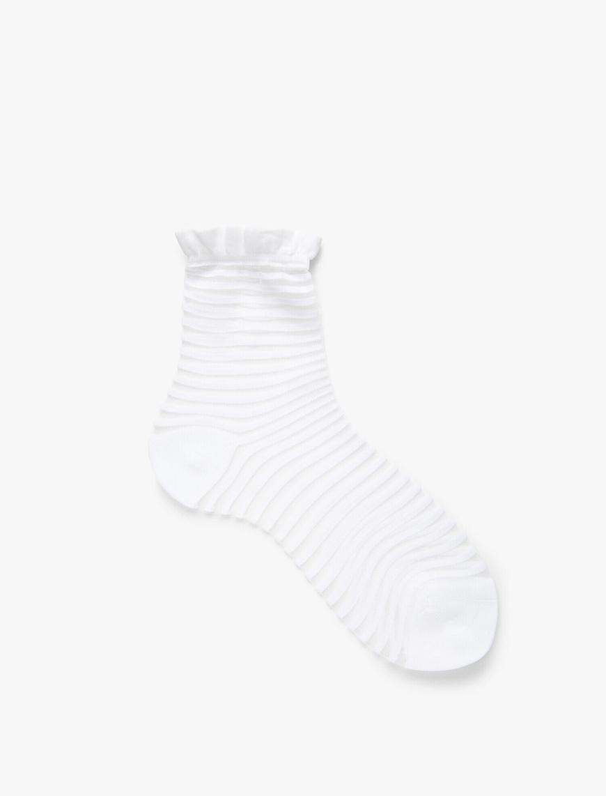 Beyaz Kadın Soket Çorap Desenli 2YAK83121AA | Koton