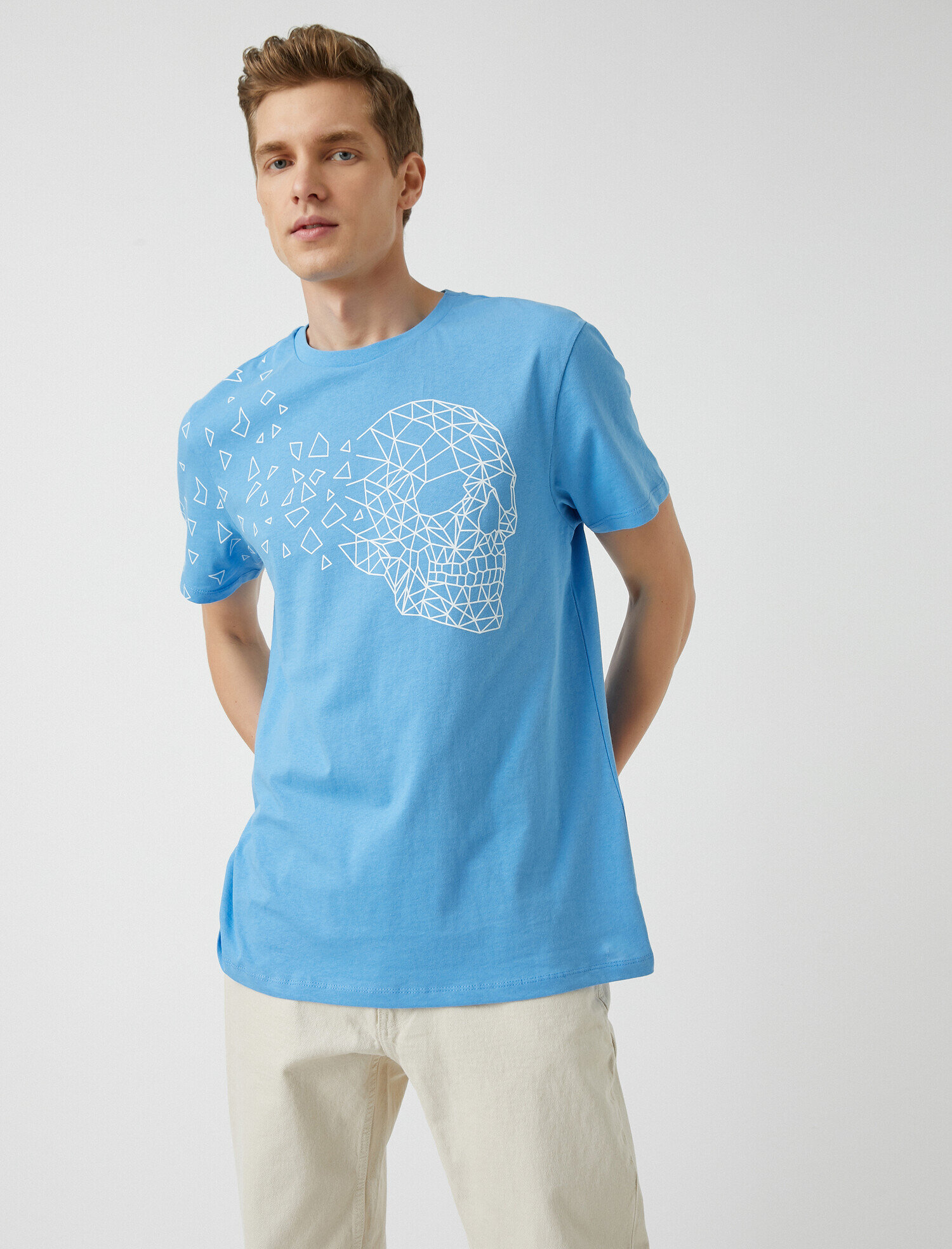 Mavi Erkek Kuru Kafa Baskılı Tişört 2SAM11180HK | Koton