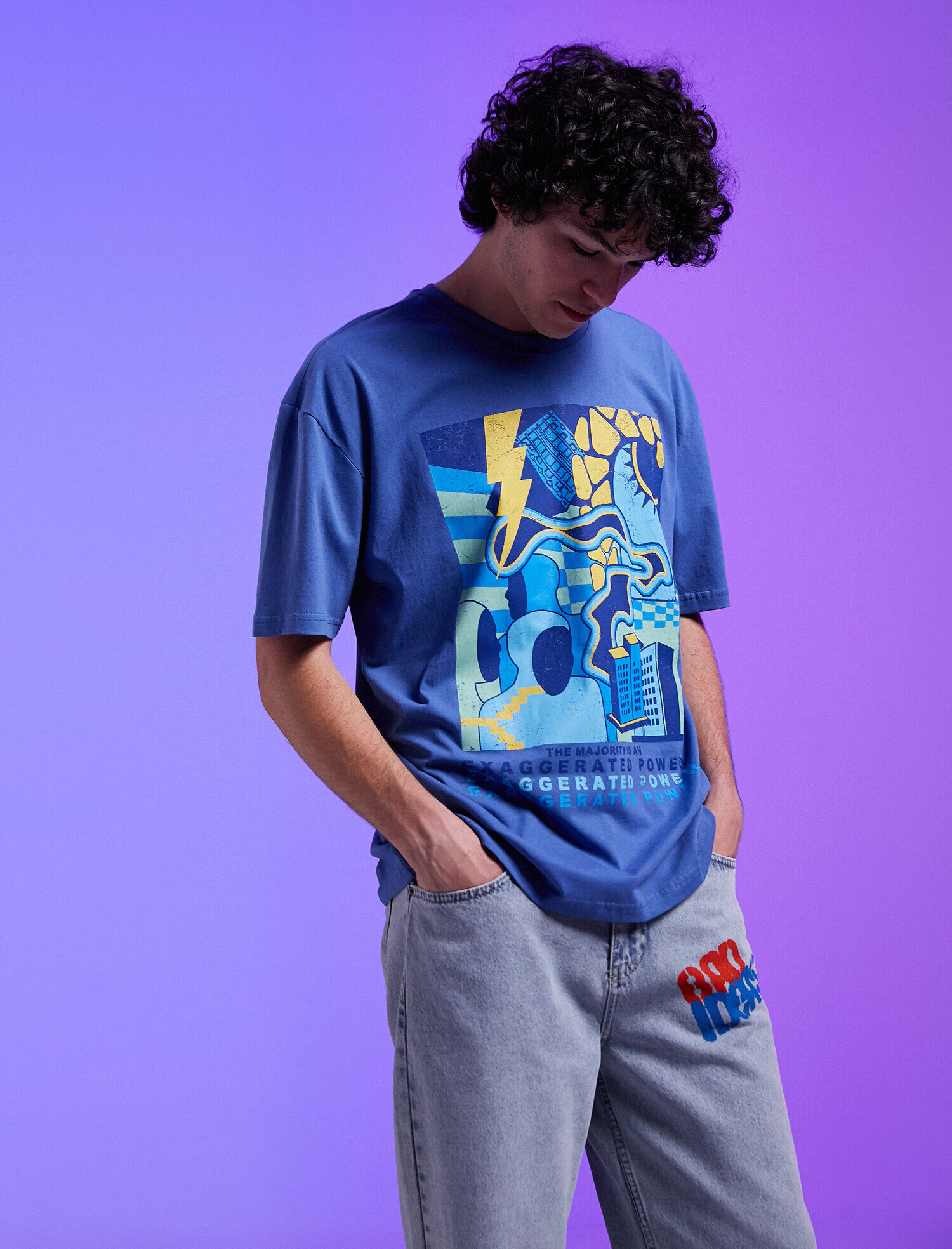 Mavi Erkek Soyut Baskılı Tişört 2SAM11305HK | Koton