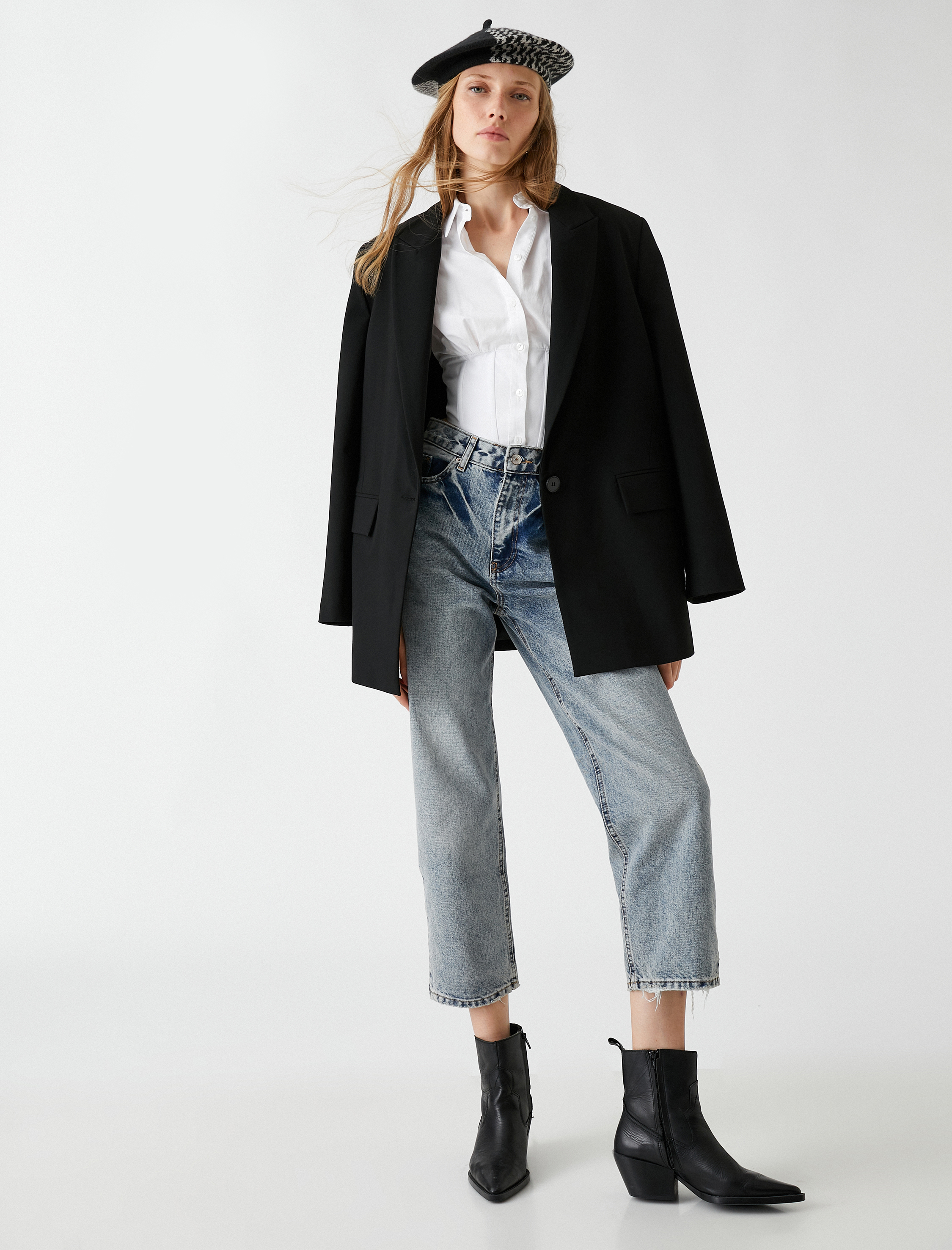 Lacivert Kadın Yüksek Bel Kot Pantolon Düz Paça - Eve Jean 3WAL40166MD ...