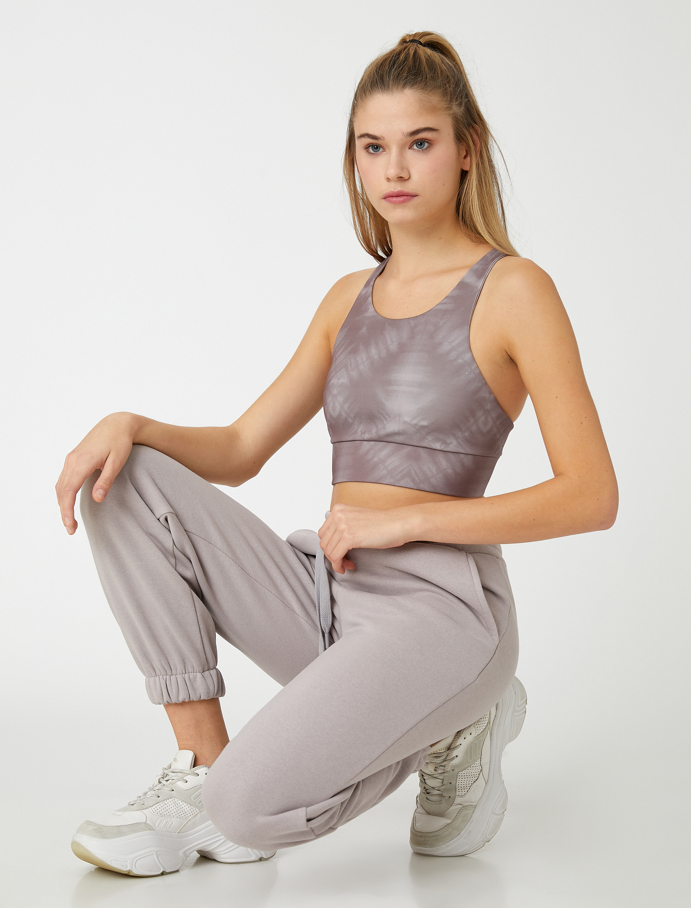 Gri Kadın Batik Desenli Yoga Sütyeni Halter Yaka 3WAK30154NK | Koton