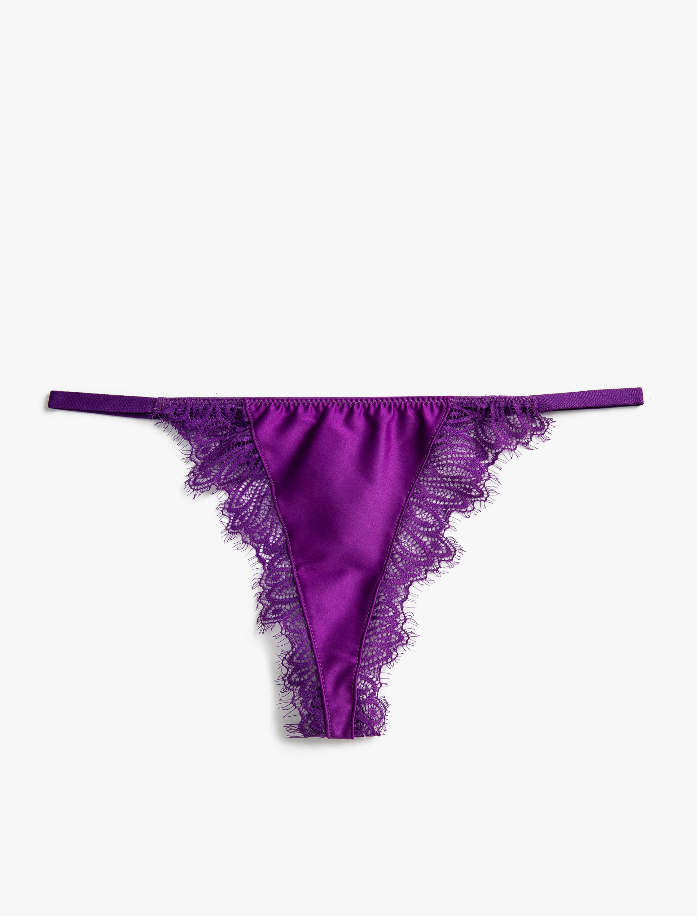 Mor Kadın Saten String Külot Dantel Detaylı 3WLK30103MK | Koton