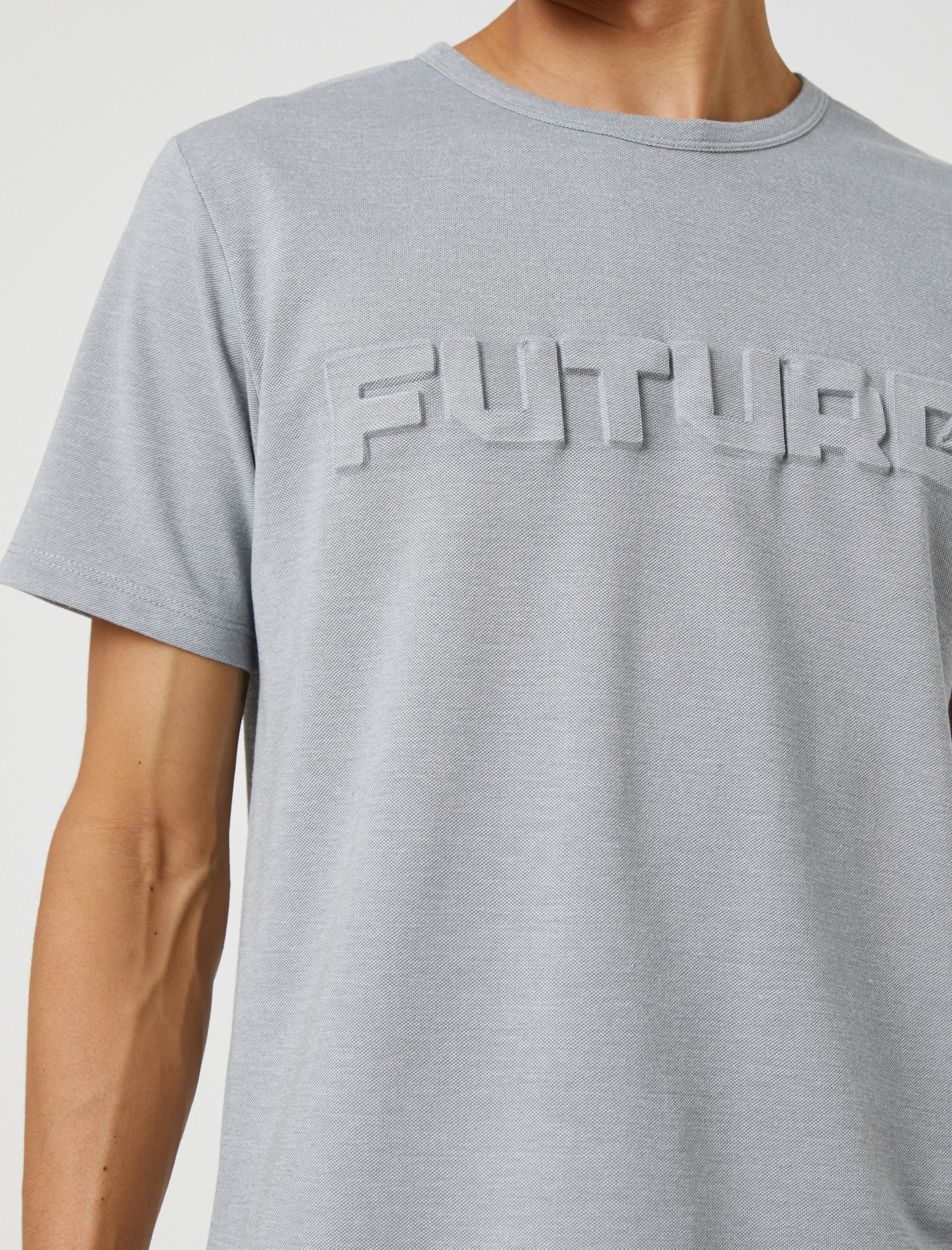 Gri Erkek Basic Tişört Kabartma Slogan Baskılı Bisiklet Yaka Kısa Kollu 3SAM10072HK | Koton