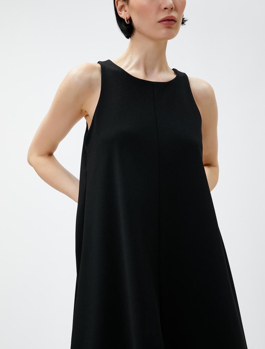 Siyah Kadın Basic Mini Elbise Kolsuz Bisiklet Yaka 3SAK80102EK | Koton