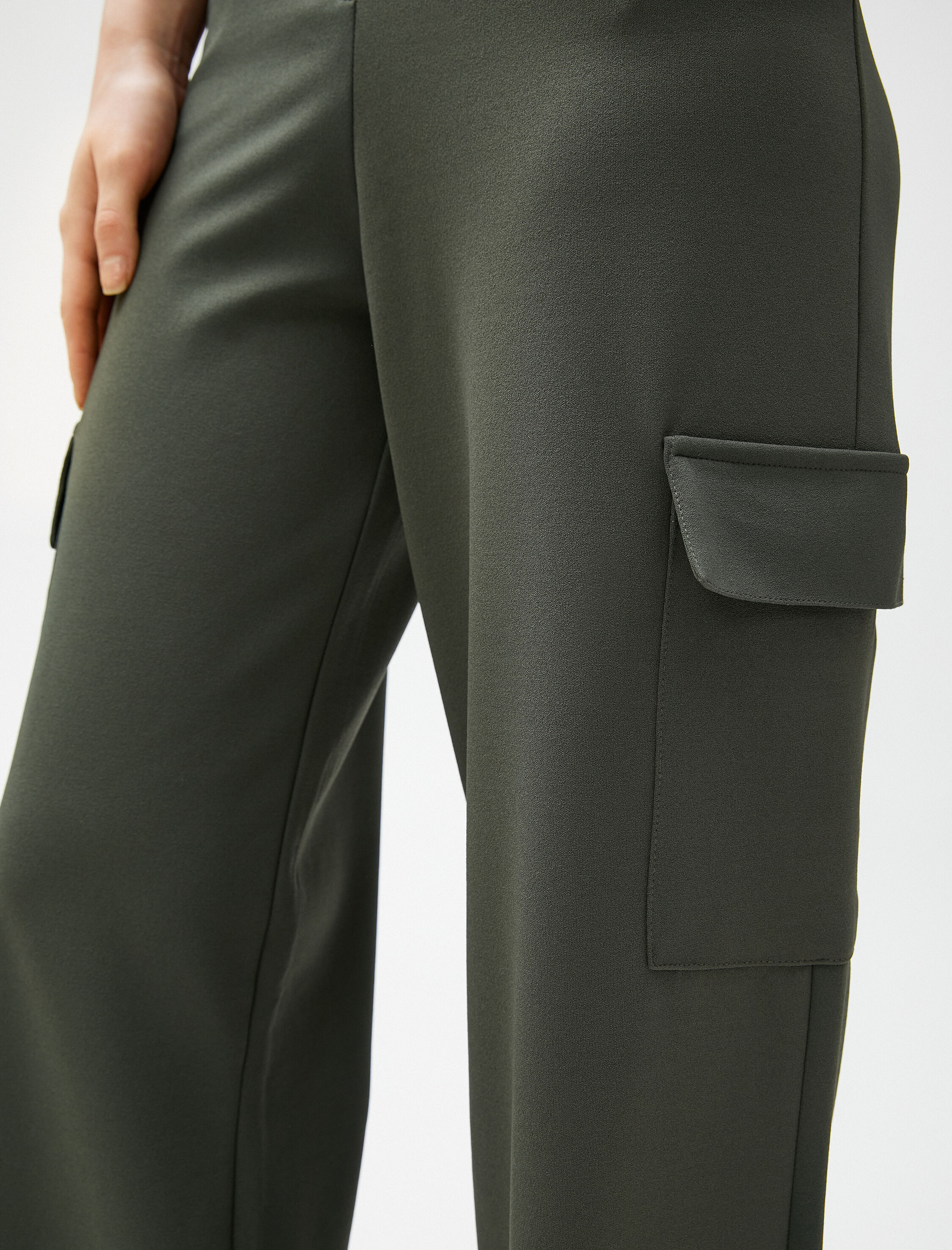 Yeşil Kargo Pantolon Yüksek Bel Cep Detaylı 3WAL40160IK | Koton