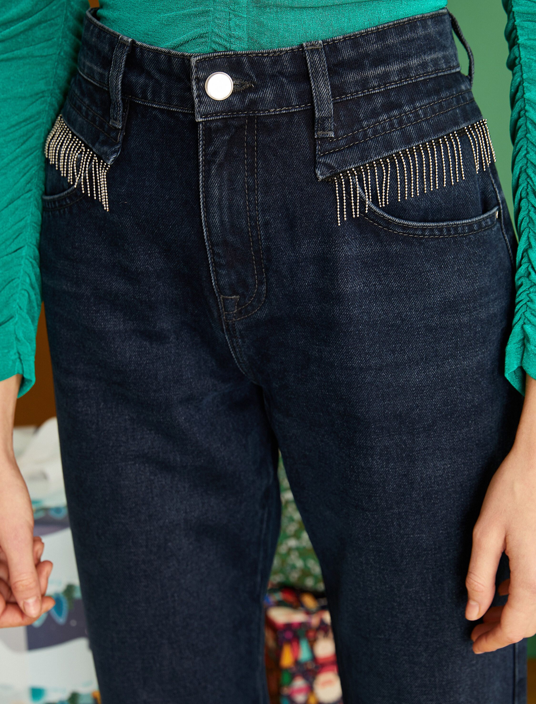 Lacivert Kadın Yüksek Bel Kot Pantolon 2WAL40150MD | Koton