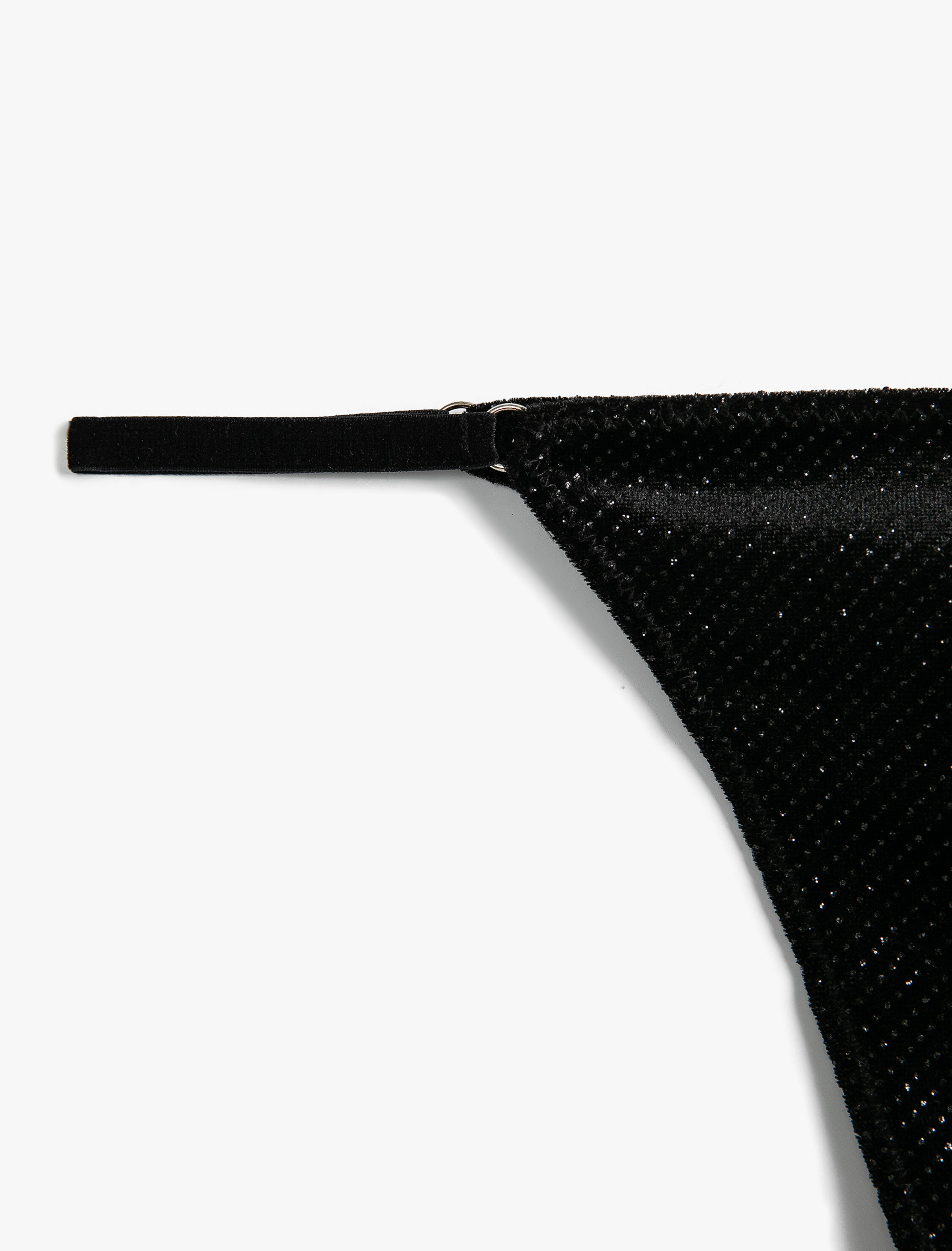 Siyah Kadın String Külot Simli Kadife Görünümlü 3WLK30173MK | Koton