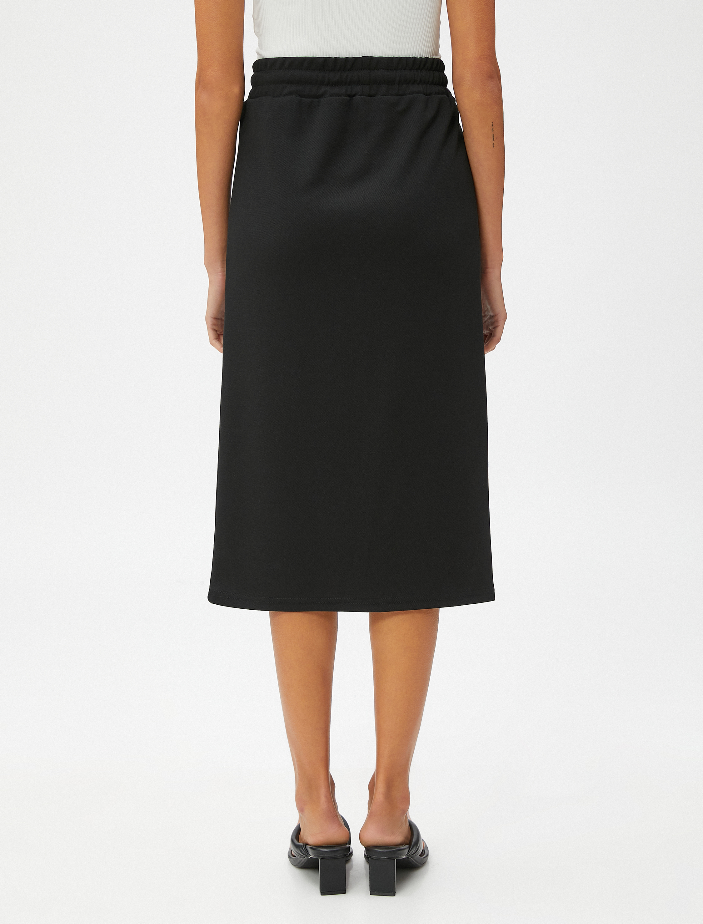 Siyah Kadın Beli Bağlamalı Etek Midi Boy 3SAK10072EK | Koton