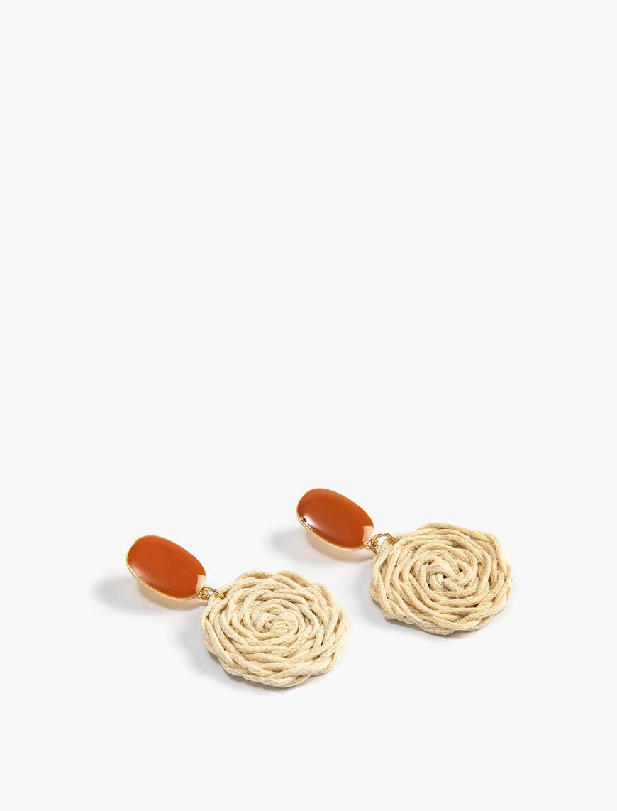 Kahve Kadın Küpe Renkli Taşlı Halat Detaylı 3SAK70331AA | Koton