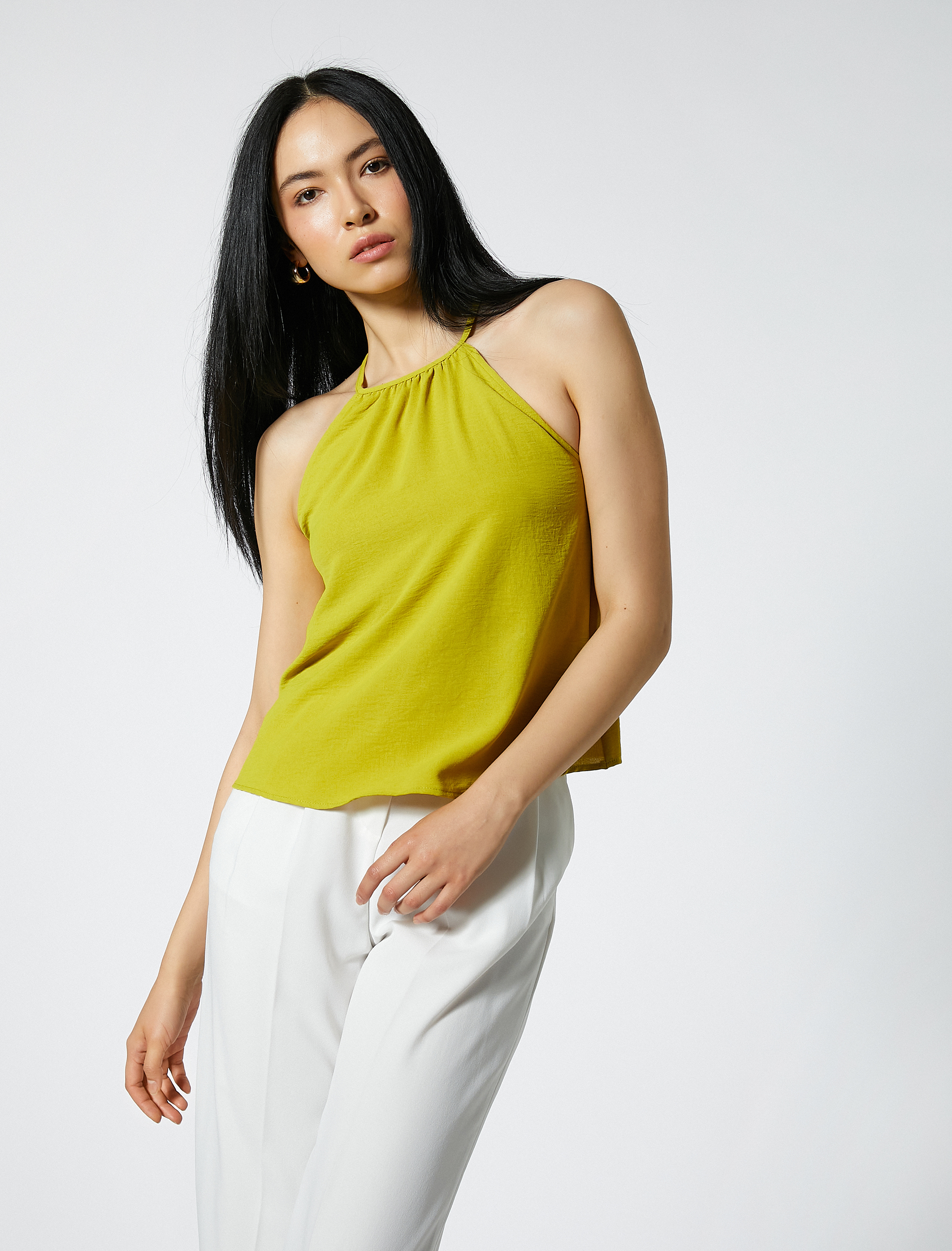 Sarı Kadın Halter Yaka Kamisol Atlet Sırt Detaylı 3SAK30088PW | Koton