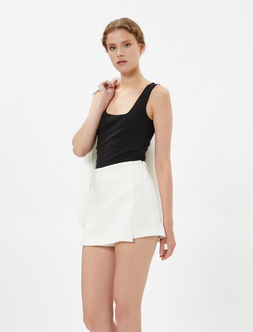 Siyah Kadın Basic Atlet U Yaka Kolsuz 3SAK10421EK | Koton