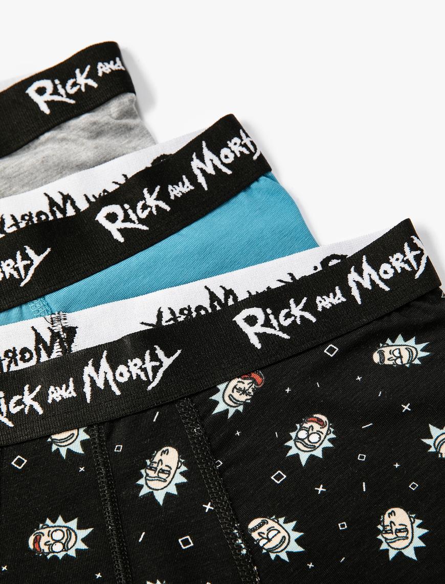 Siyah Erkek Rick and Morty 3'lü Boxer Seti Lisanslı Baskılı 4WLM90025MK ...