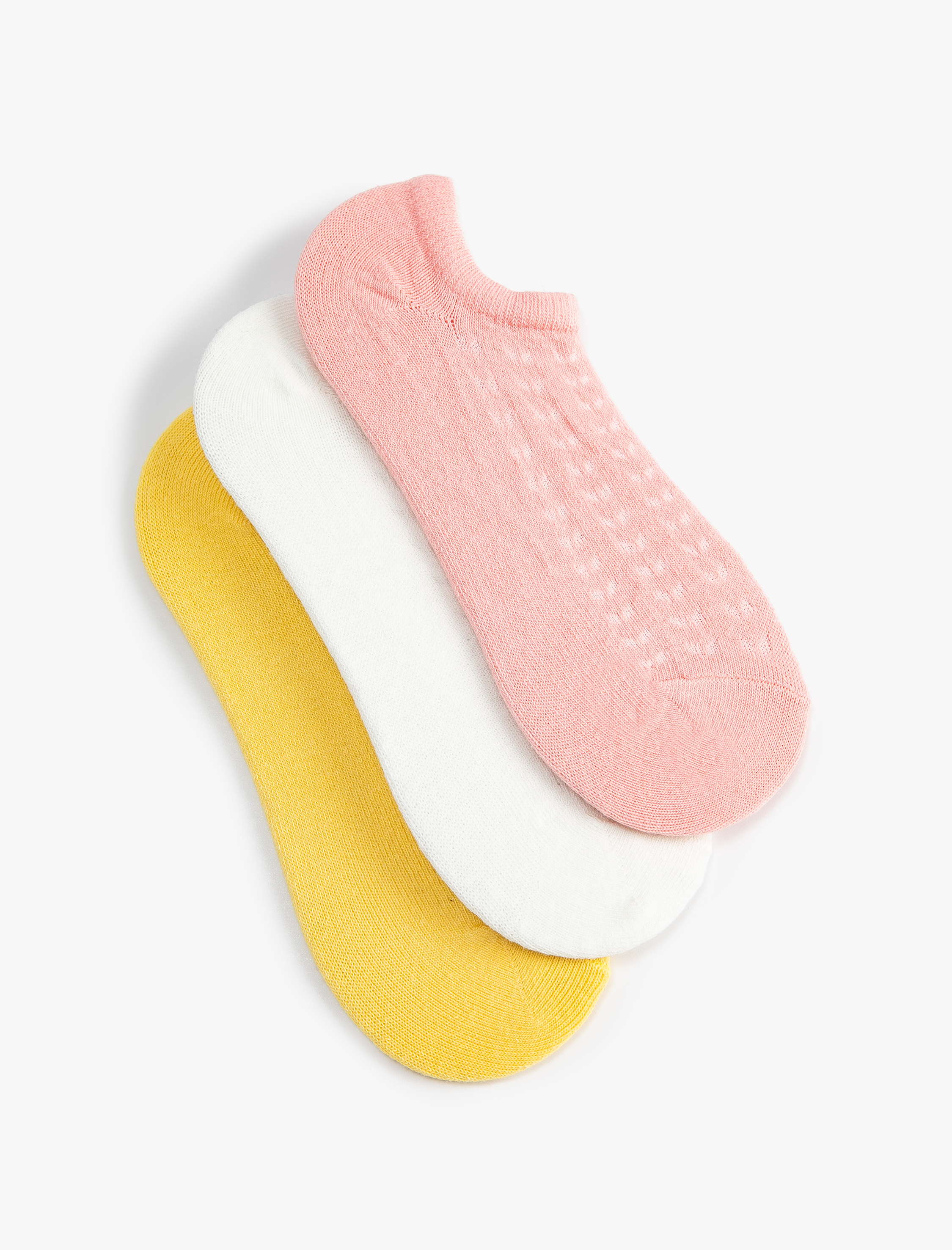 Pembe Kadın 3-Pack Textured Multicolor Bootie Socks Set 4WAK80398AA | Koton