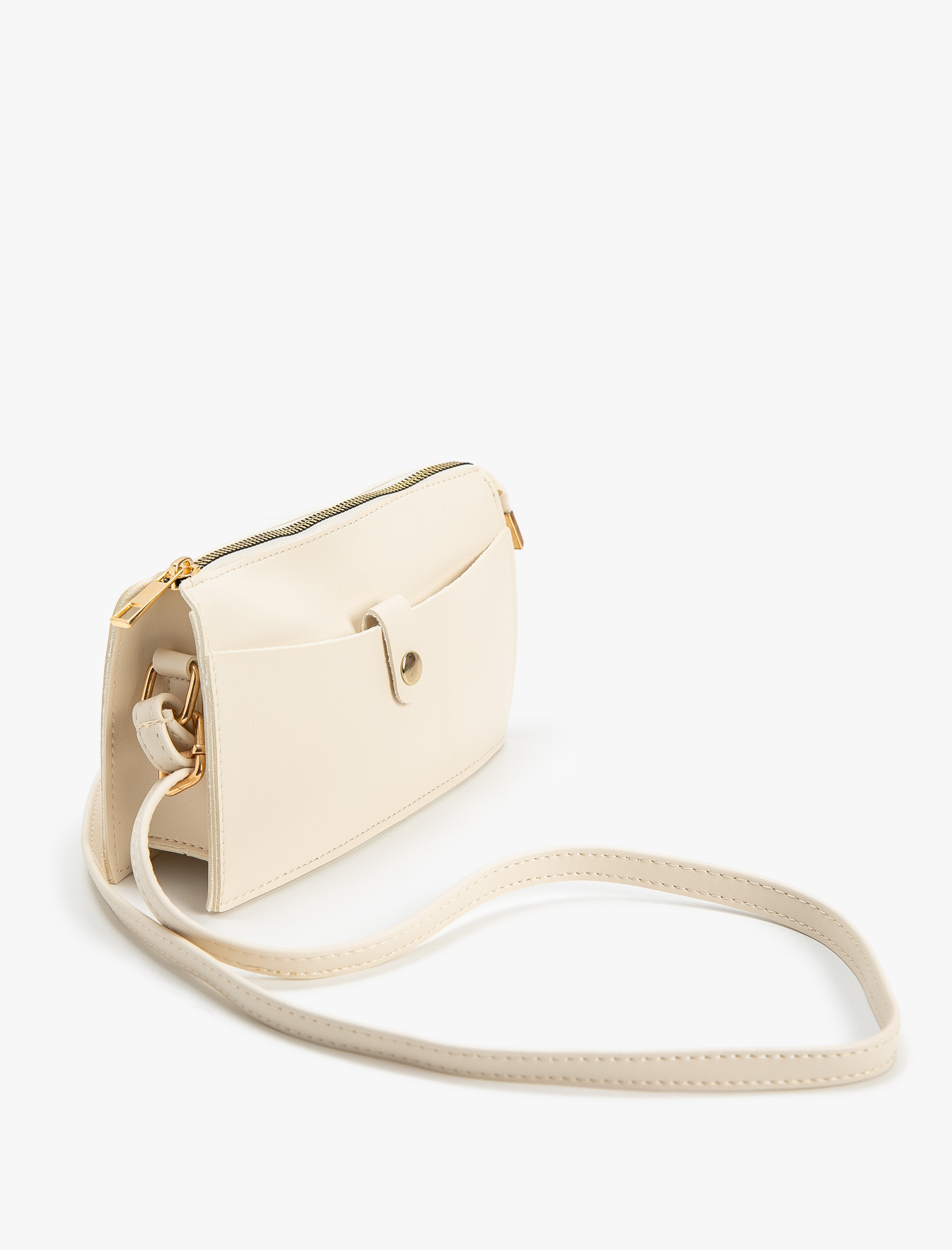 Ekru Kadın Çapraz Çanta Suni Deri Fermuarlı Çıtçıtlı 3SAK30108AA | Koton