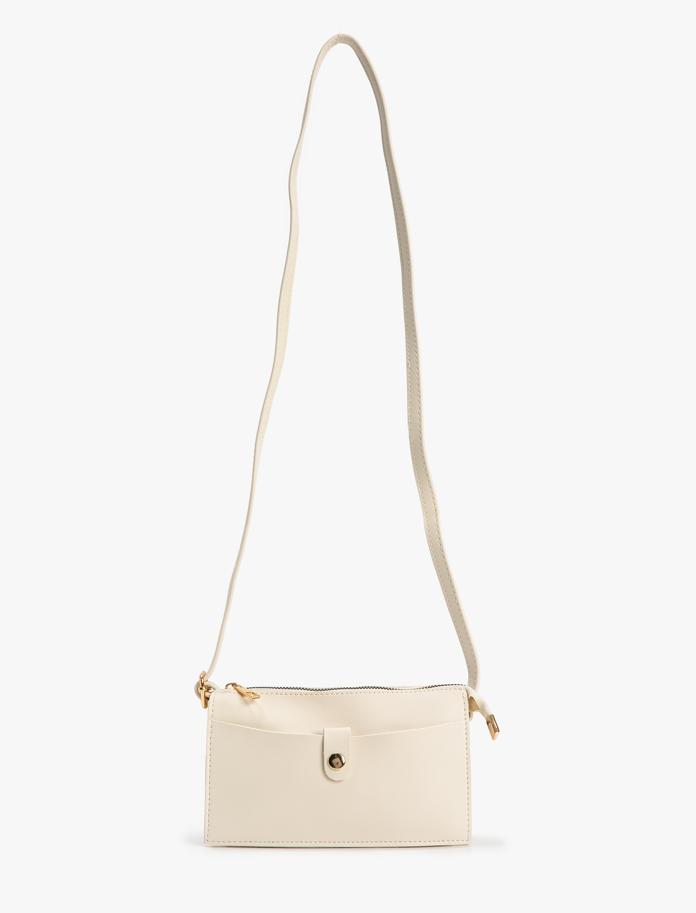 Ekru Kadın Çapraz Çanta Suni Deri Fermuarlı Çıtçıtlı 3SAK30108AA | Koton