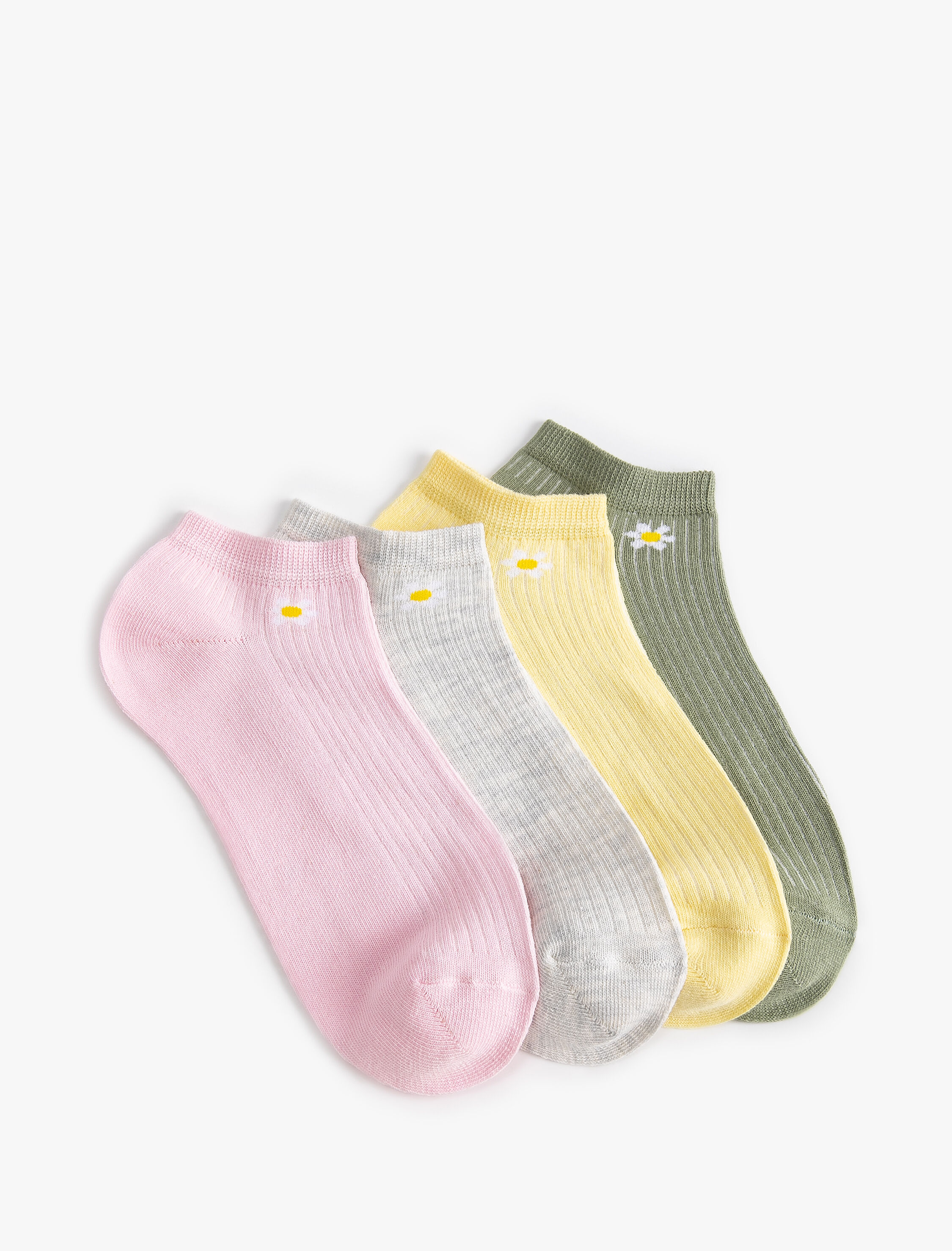 Mavi Kadın 4'lü Patik Çorap Seti Çiçek İşlemeli Çok Renkli 4SAK80159AA ...