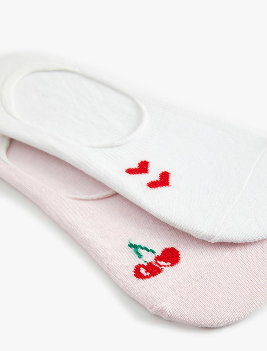 Pembe Kadın Kalpli 2'li Babet Çorap Seti Çok Renkli 4SAK80089AA | Koton