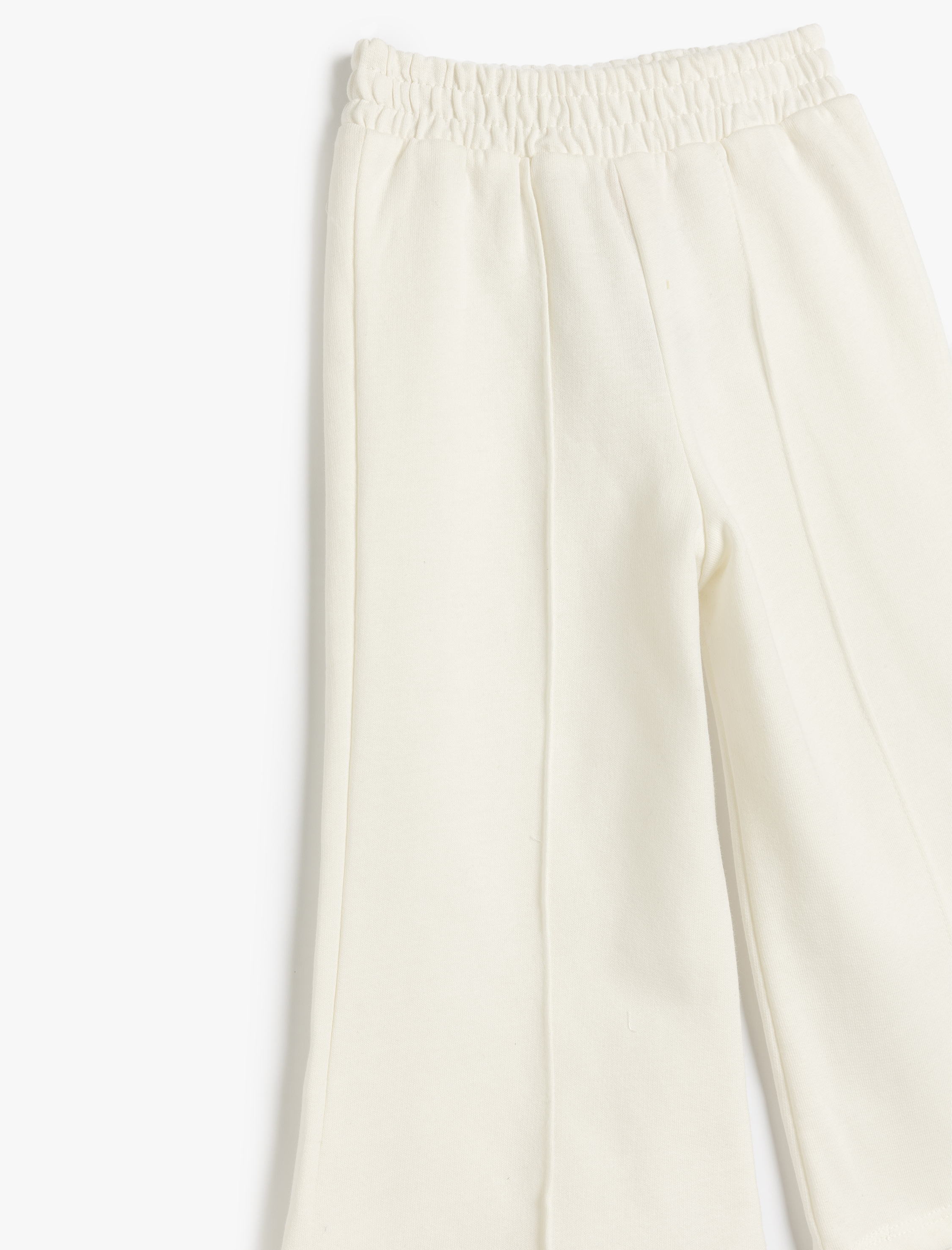 Ekru Kız Bebek Pamuklu Şardonlu Beli Lastikli Basic Bol Paça Eşofman ...