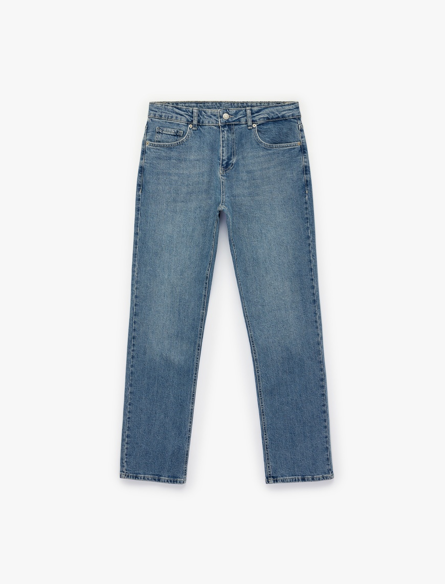 Lacivert Erkek Normal Paça Pamuklu Straight Fit Jean Pantolon - Mark ...