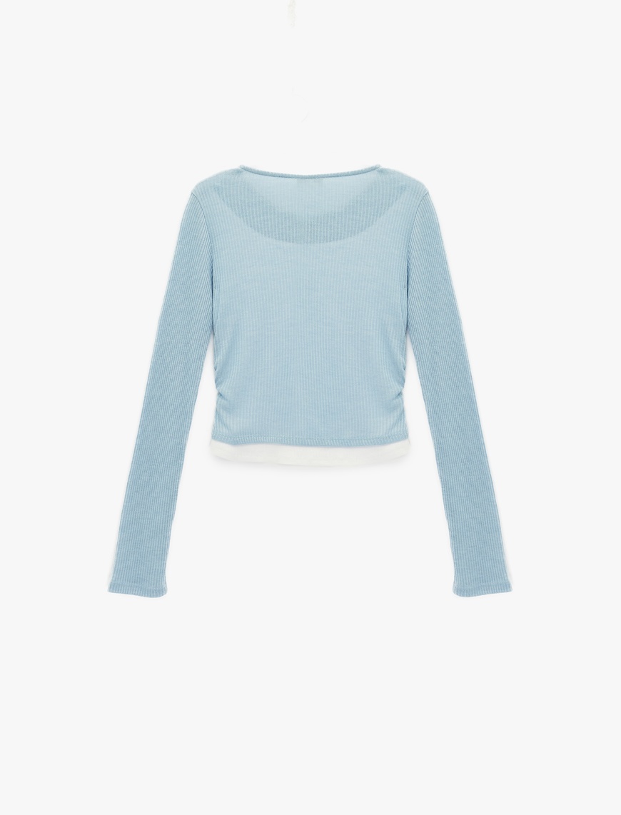 Mavi Uzun Kollu Bisiklet Yaka Düğmeli Slim Fit Hırka 6SAL90003IK | Koton