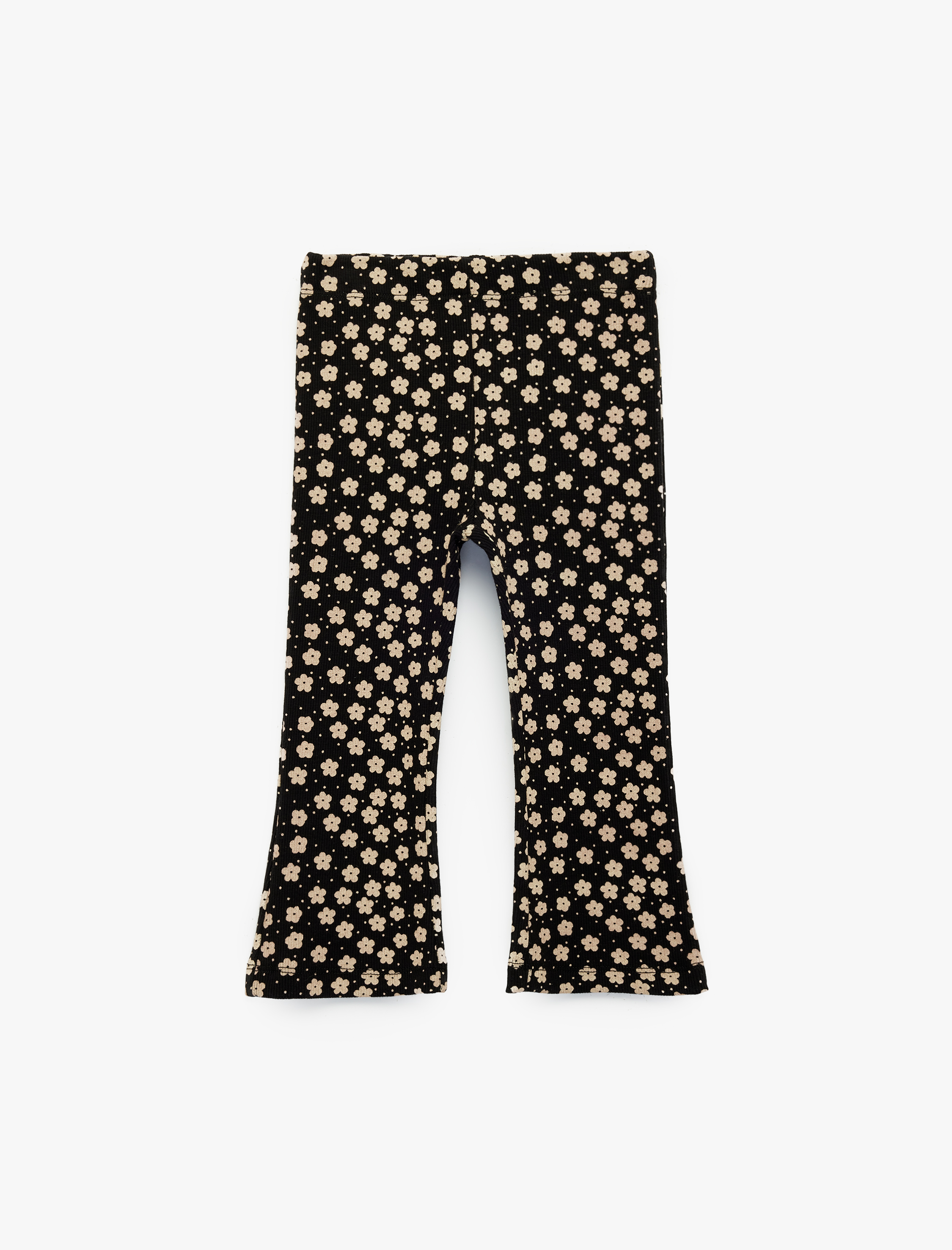 Siyah Kız Bebek Pamuk Karışımlı Çiçekli İspanyol Paça Tayt 6SMG40006AK ...