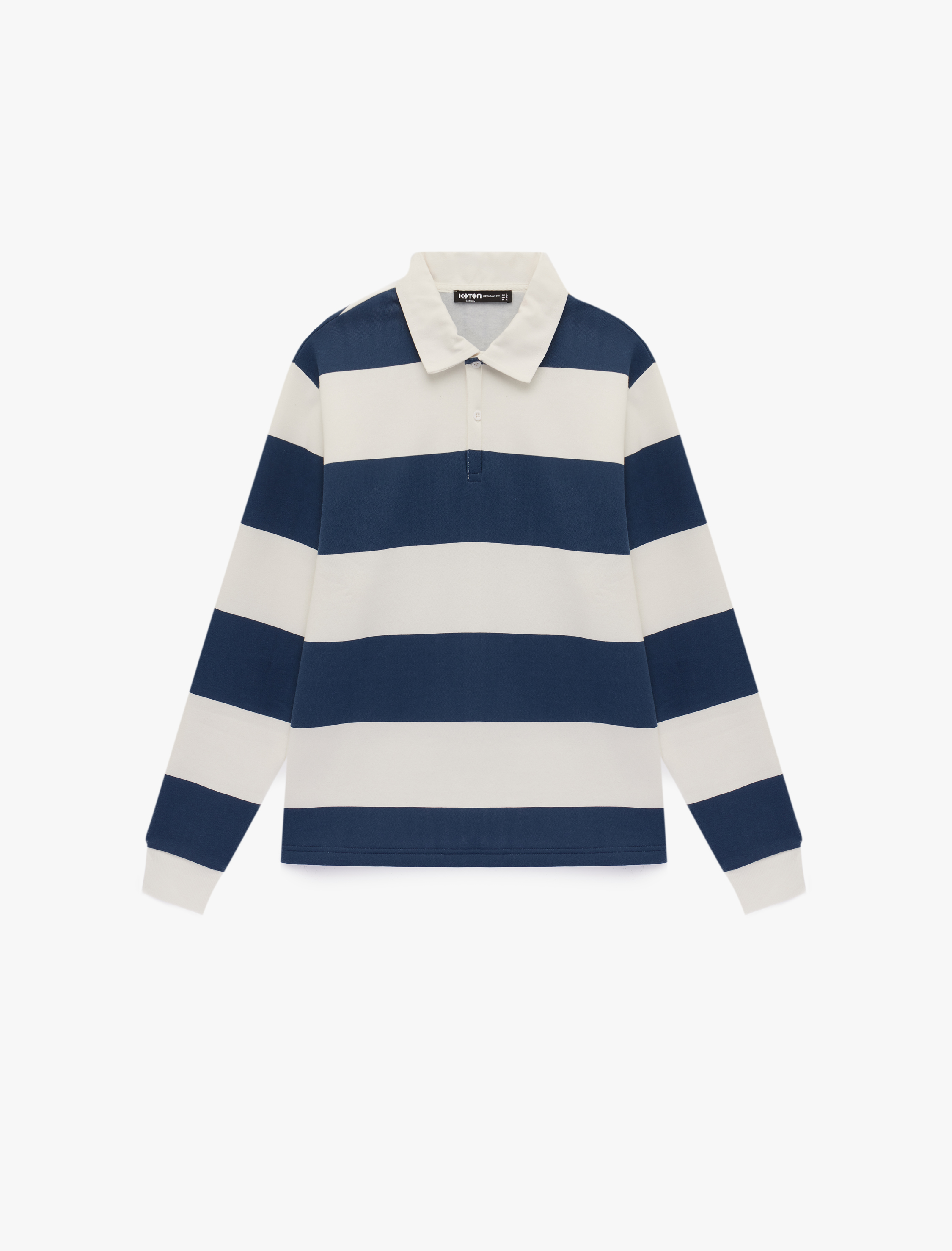 Lacivert Erkek Regular Fit Uzun Kollu Şardonlu Düğmeli Polo Yaka ...