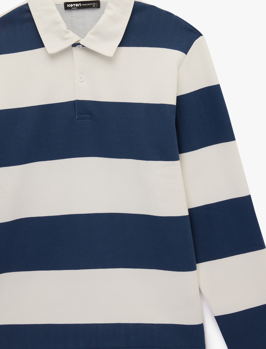 Lacivert Erkek Regular Fit Uzun Kollu Şardonlu Düğmeli Polo Yaka ...