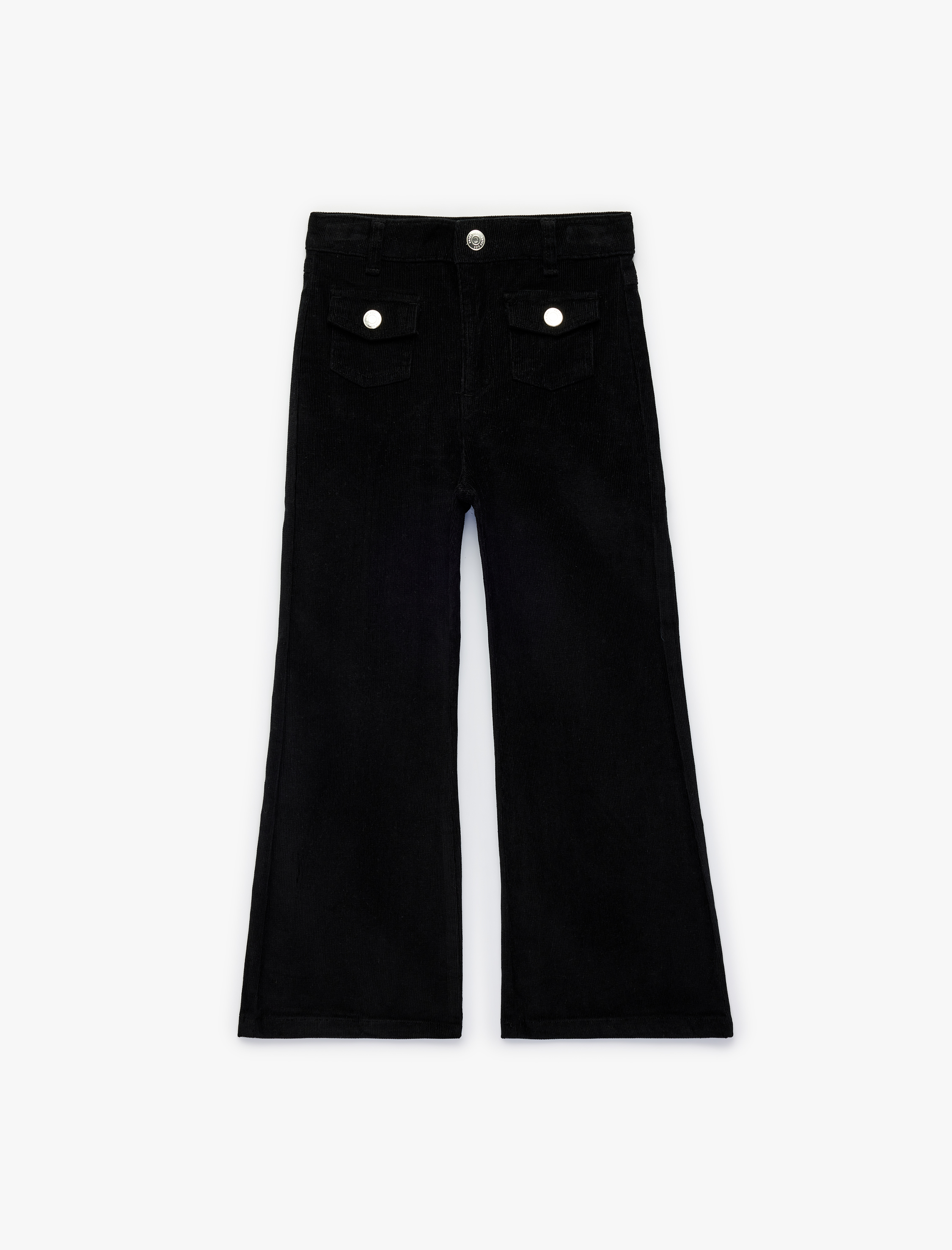 Siyah Kız Çocuk Pamuklu Beli Ayarlanabilir Lastikli İspanyol Paça ...