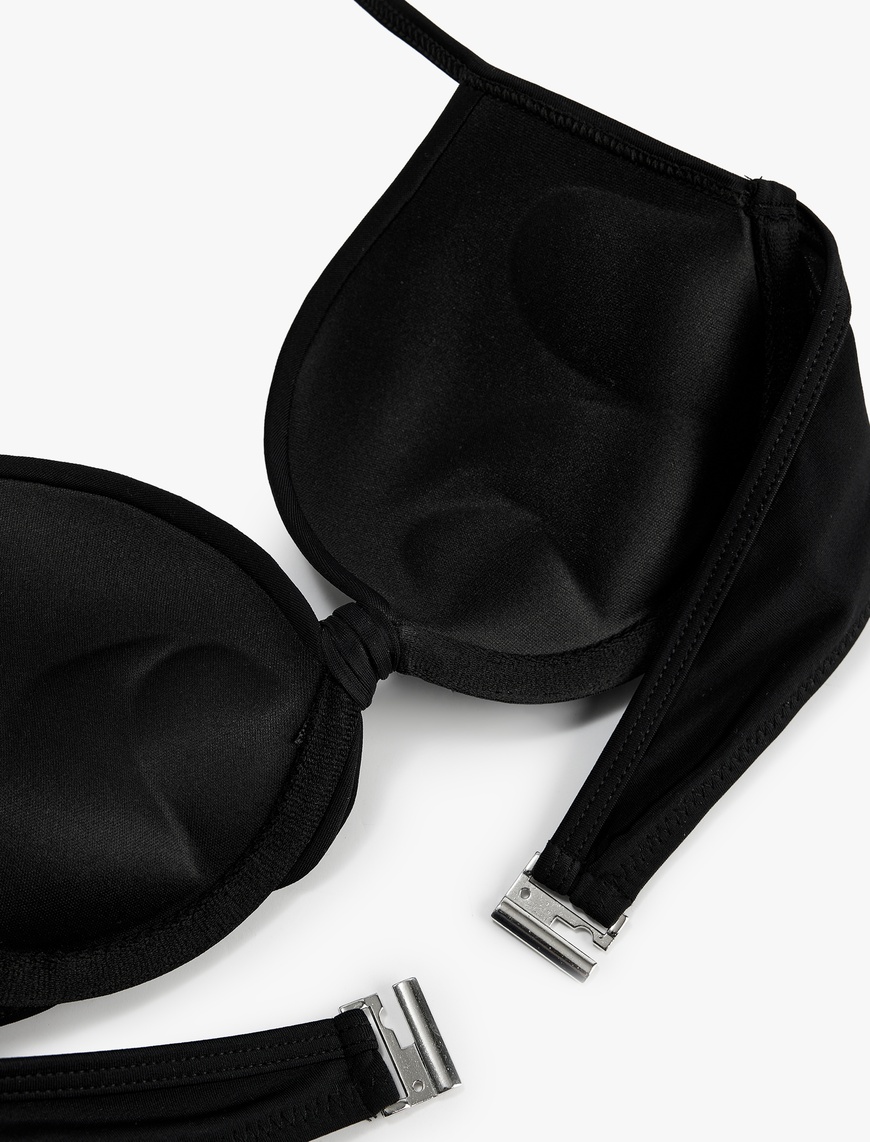 Siyah Kadın Kalp Yaka Fiyonk Detaylı Push-Up Bikini Üstü 6SAK10004MM ...
