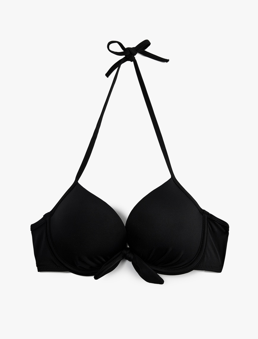 Siyah Kadın Kalp Yaka Fiyonk Detaylı Push-Up Bikini Üstü 6SAK10004MM ...