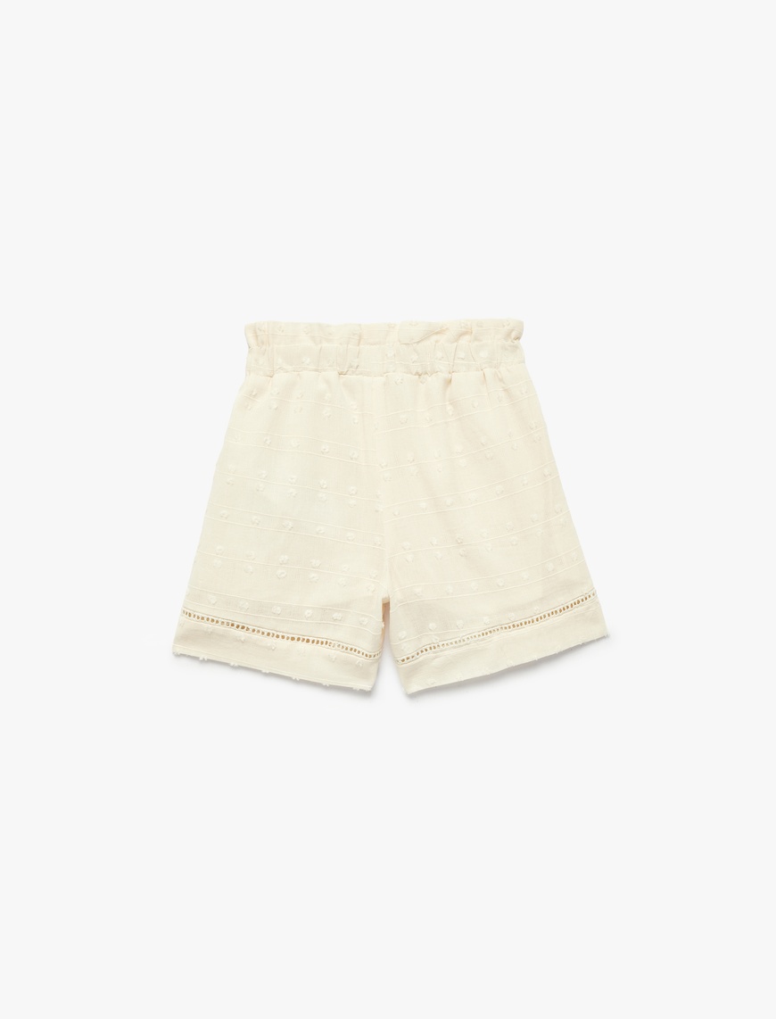 Ekru Kız Bebek Pamuklu Beli Lastikli Basic Şort 6SMG40015AW | Koton