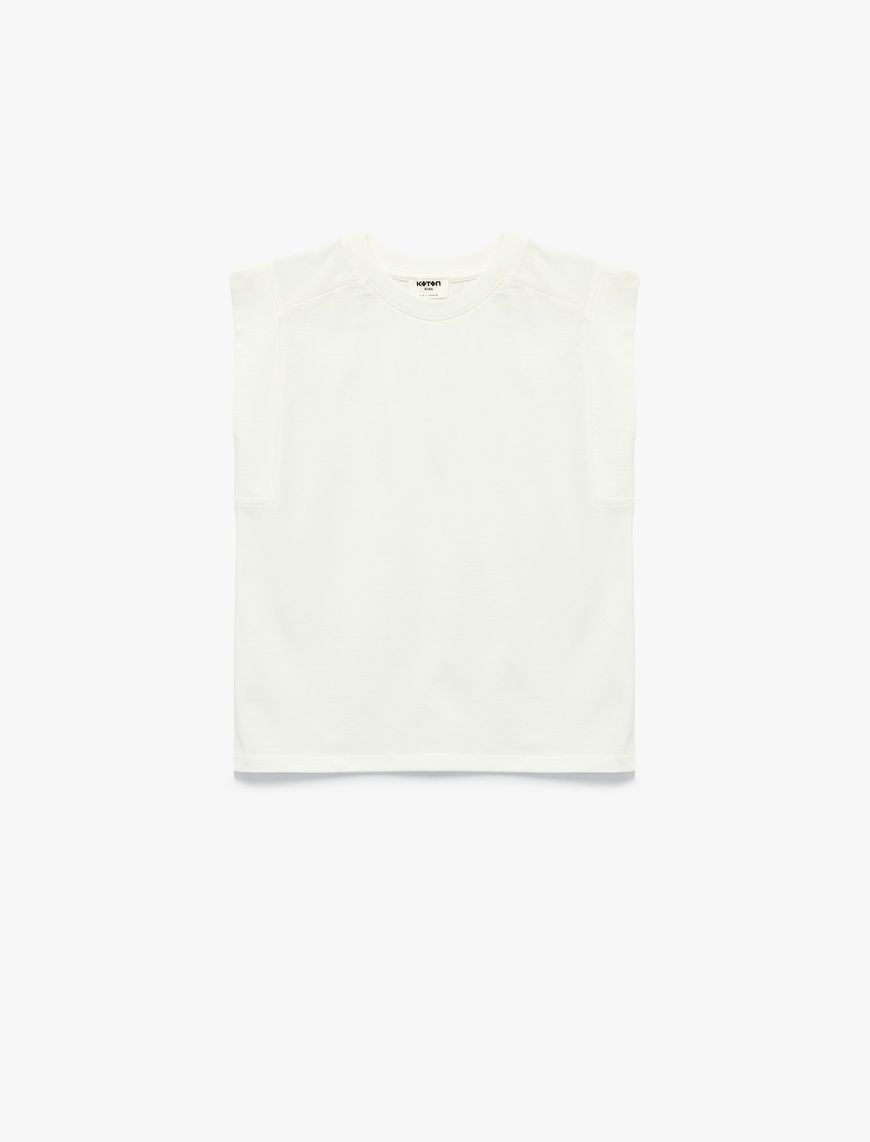 Ekru Kız Çocuk Pamuklu Bisiklet Yaka Kolsuz Basic Tişört 6SKG10086AK ...