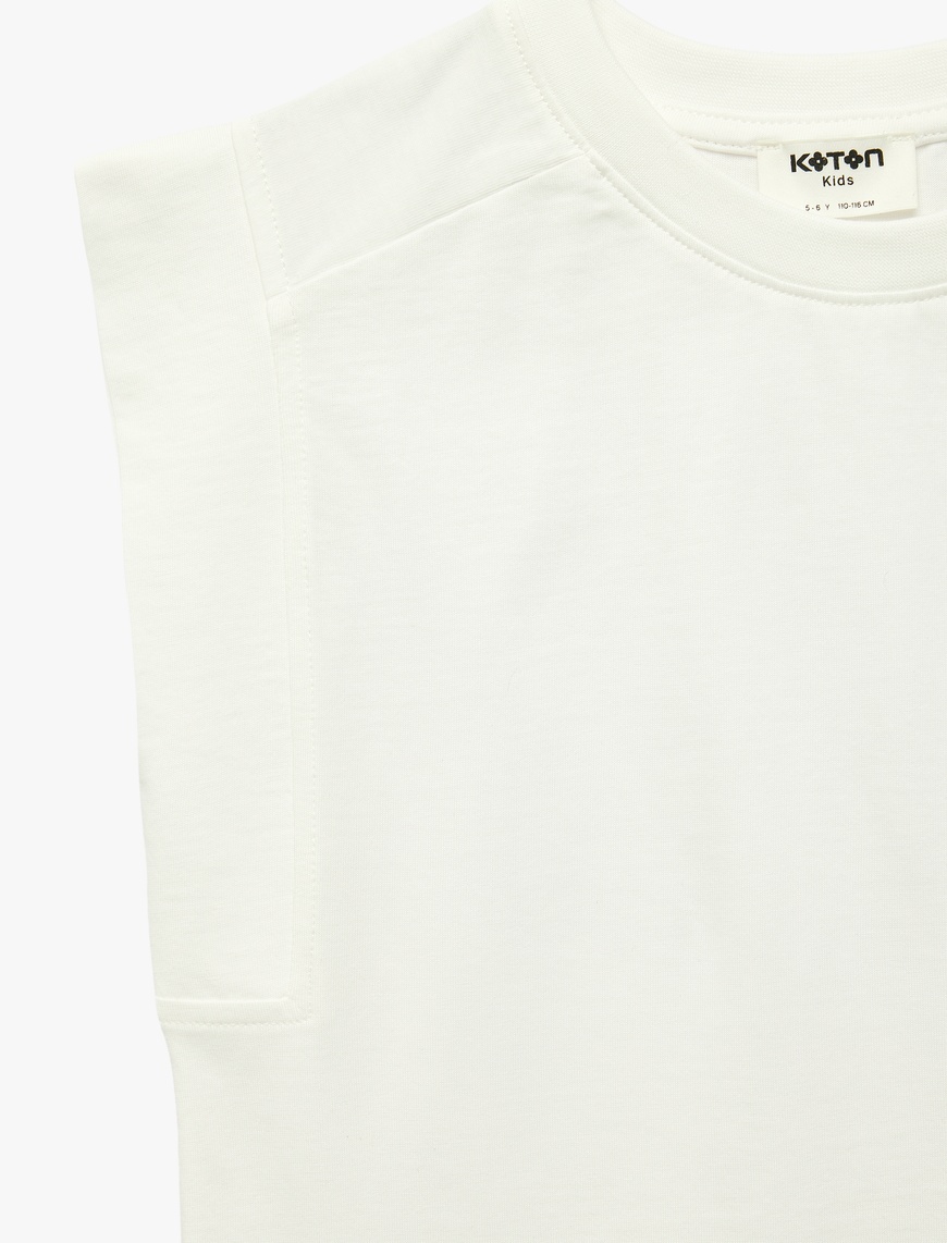 Ekru Kız Çocuk Pamuklu Bisiklet Yaka Kolsuz Basic Tişört 6SKG10086AK ...