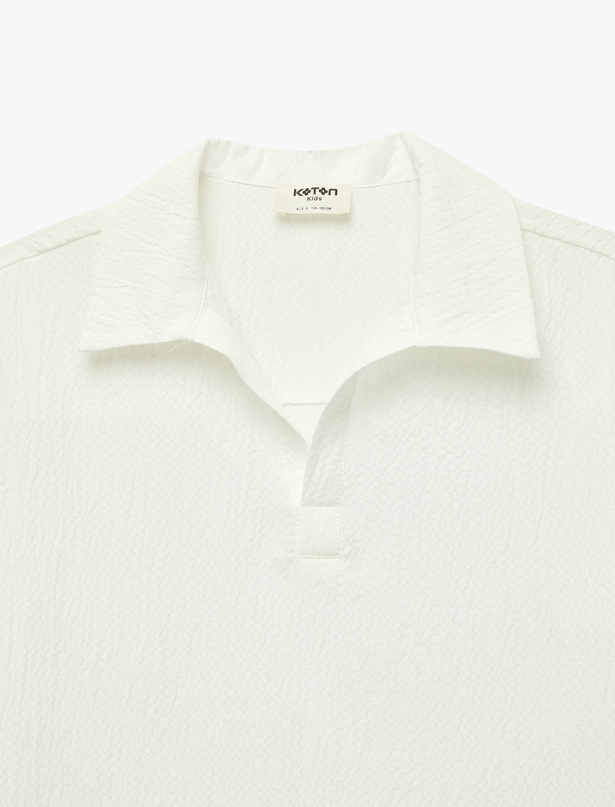 Beyaz Erkek Çocuk Basic Kısa Kollu Oversize Polo Yaka Gömlek ...