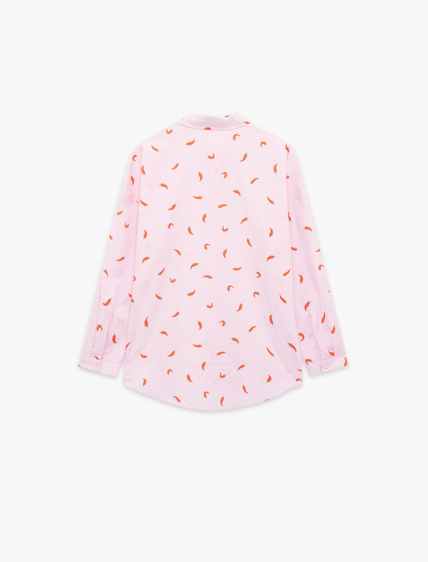 Pembe Kadın Koton X Sibil Çetinkaya - Pamuklu Uzun Kollu Biber Baskı ...