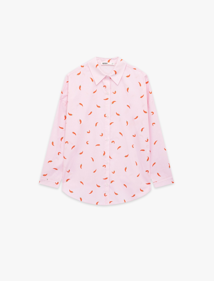 Pembe Kadın Koton X Sibil Çetinkaya - Pamuklu Uzun Kollu Biber Baskı ...